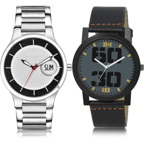 Buy GROOT Modern Rich Slim Silver Chain And Sports Silver And Black ...