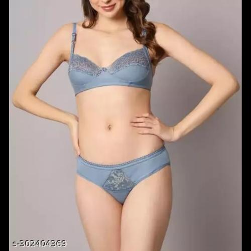 Buy FASALVI Women's Cotton Stylish Non Padded Bra Panty Set For Honeymoon and Special Night Pack ...