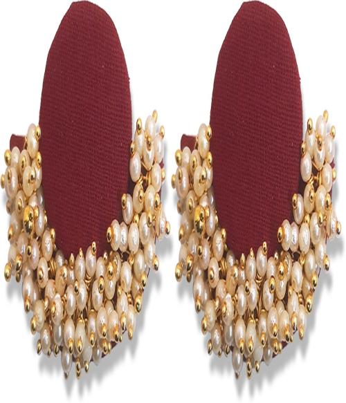 Buy HOPMEE Handmade Chandbali Earrings For Women Mother of Pearl Fabric ...