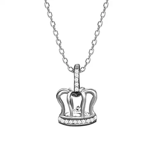 Buy Giva Sterling Silver Zircon Queens Crown Pendant With Link Chain ...