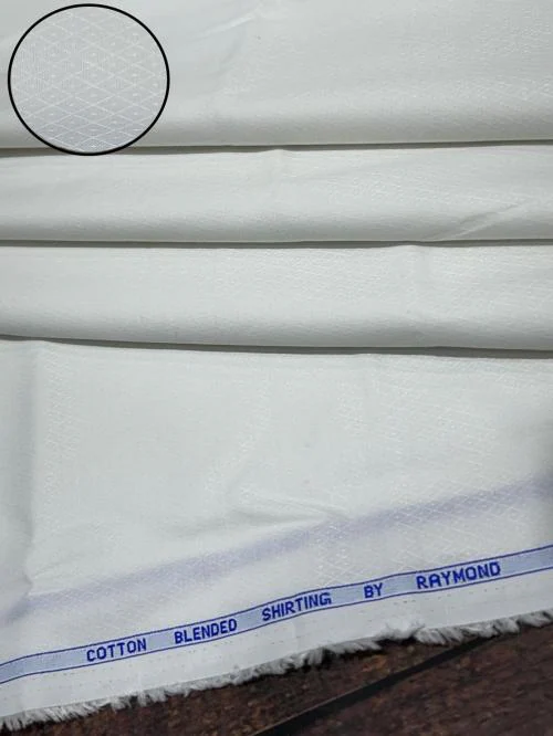 Buy Raymond Self Design Cotton Blended White Shirt Fabric in Box ...