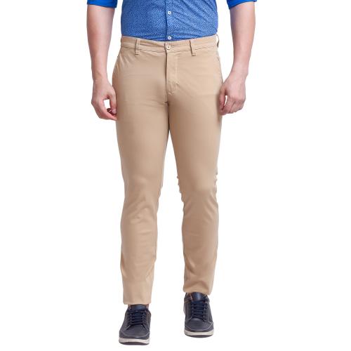 Buy Parx Tapered Fit Solid Khaki Trouser Online at Best Prices in India - JioMart.
