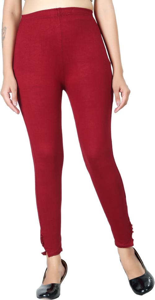 Buy RAINY FLOWERS Women Maroon Cotton Lycra Blend Legging Online at ...