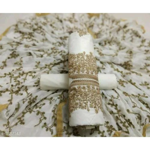 Buy GURHAL Embroidered Cotton Unstitched Dress Material Beige Online at ...