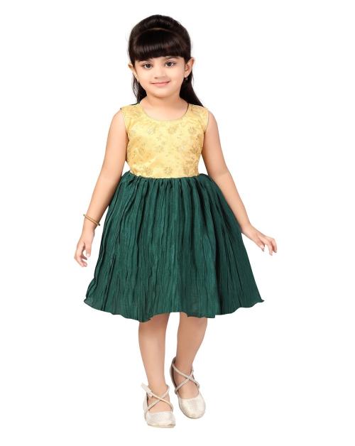 Buy Aarika Girls Green Color Embroidered Silk Frock Online at Best ...