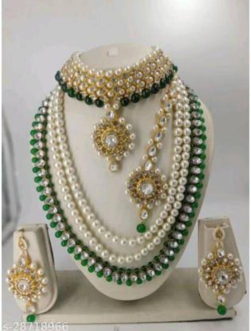 Buy Amit Chauhan fatio Copper Copper Earrings and Necklace Set (Green ...