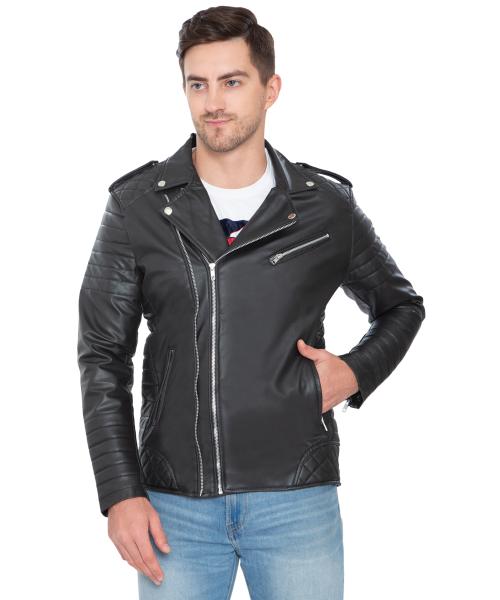 Buy Vestitch Faux Leather Black Jacket For Men (VST-IND-BIKER-BLACK ...