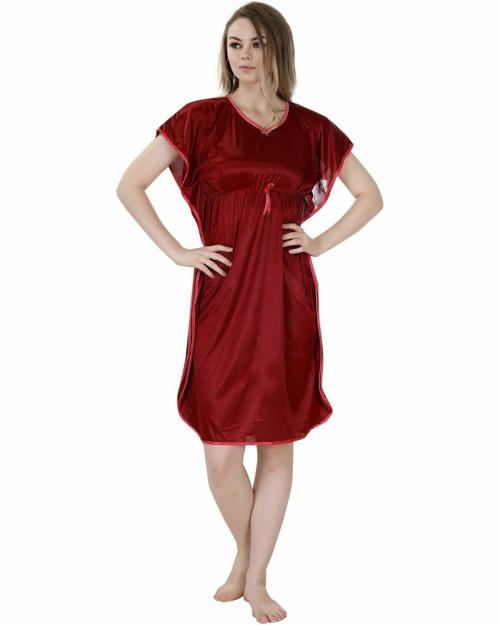 Buy Rnp Women Maroon Solid Satin Nighty (Cotton167Maroon) Online at Best Prices in India - JioMart.
