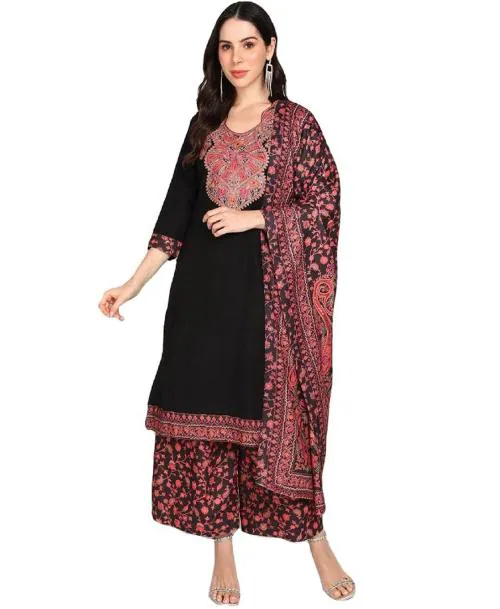 Buy Jayri Women's Woolen Unstitched Printed Suit Material with ...