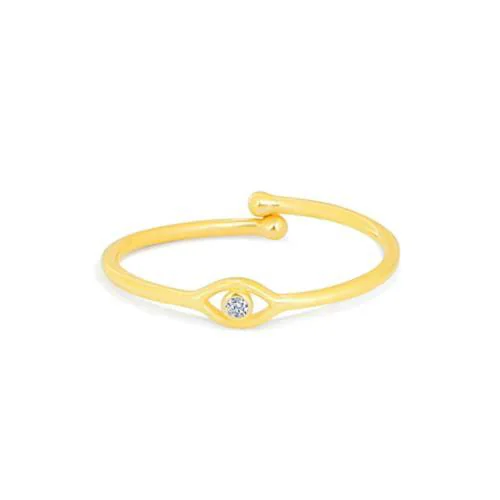 Buy Giva Sterling Silver Adjustable 18K Gold Plated Evil Eye Ring ...