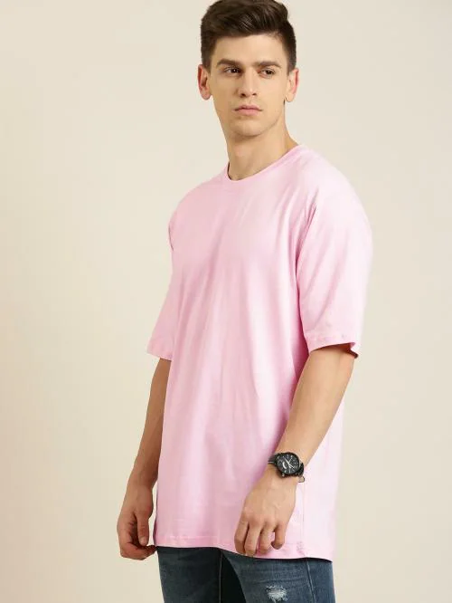 Buy Difference of Opinion Pink Solid Oversized T-Shirt Online at Best ...