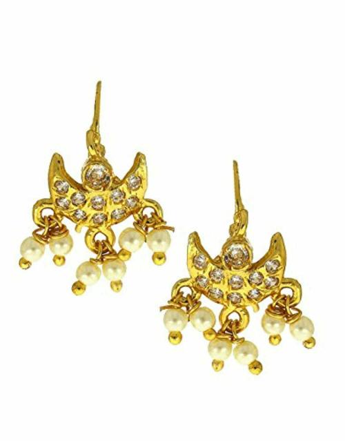 Buy Anuradha Art Jewellery Gold Plated Half-Moon Shape Traditional Press Bugadi Clip-On Earrings ...