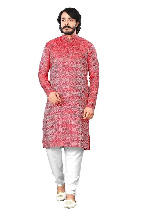Buy Amzira Men Red Cotton JQ Kurta Set - S Online at Best Prices in ...