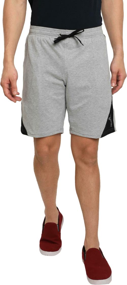 Buy Dream Fitt Men Grey ColorBlock Cotton Linen Shorts (XL) Online at ...