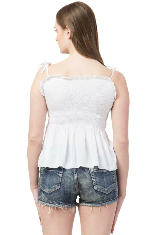 Buy GAURGEOUS Women Rayon Fabric Solid White Color top For women Online ...