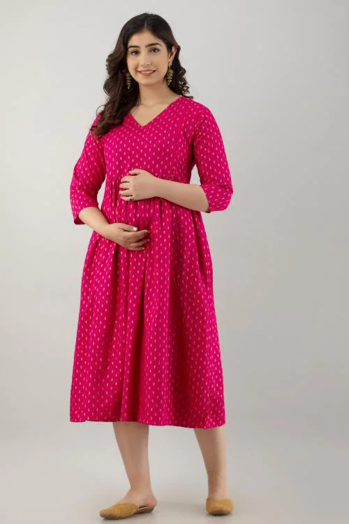 Buy Step Queen Maternity Feeding Gown Dress For Women Ladies-Size M ...