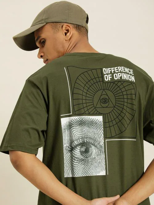 Buy Difference of Opinion Olive Graphic Oversized T-Shirt Online at ...