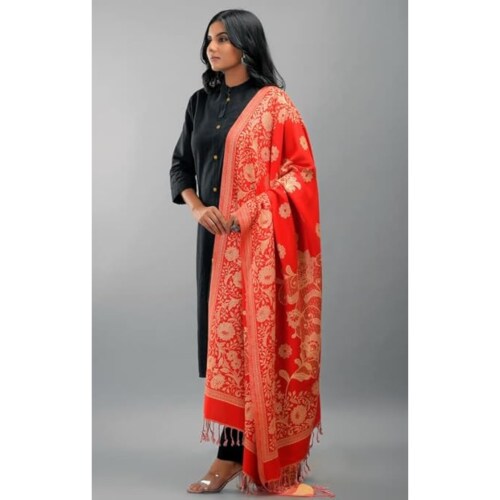 Buy Zingle Women's Kashmiri Warm Woolen Heavy Embroidered Floral Design ...