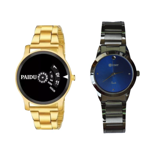 Buy KIMY premium stainless steel chain and round steel dial analog ...