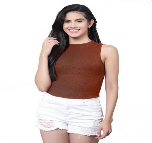 Buy Shylina Women Casual Rib Deep Sleeveless Cutout Crop Top A11 Online ...