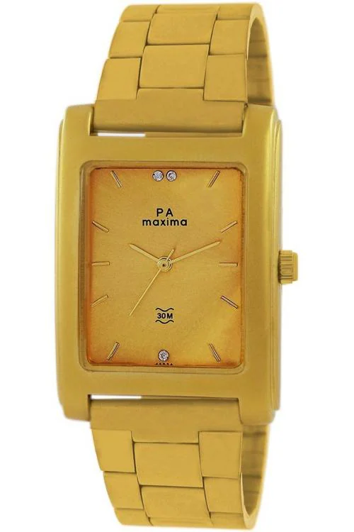 Buy Maxima Analog Gold Dial Gold Strap Watch For Men (43236CMGY) Online ...