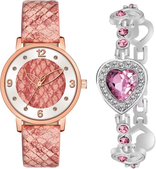 Buy Praizy Times Analog White Dial Pink Strap Watches For Girls (Combo ...