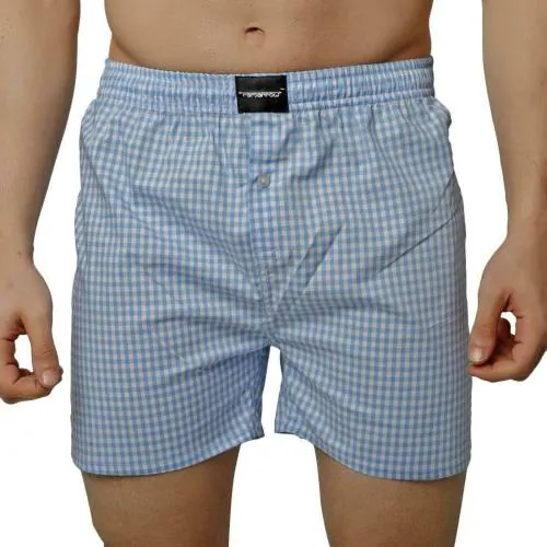 Ramarrow Men Blue and White Checkered Pure Cotton Boxers - XXXL - JioMart