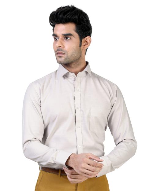 Buy GESSATI Formal Slim Fit Office Cotton Shirt for Men & Boy- Beige ...