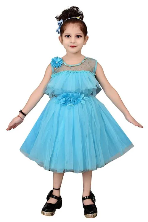 Buy Arshia Fashions Girls Blue Net Dress Online at Best Prices in India ...