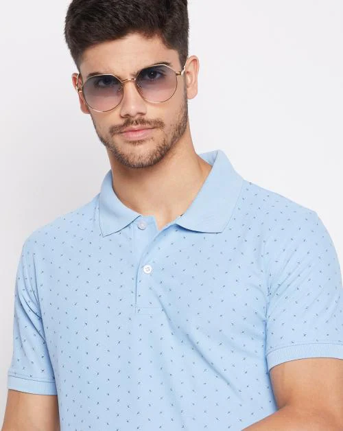 Buy RISS Men's Cotton Half Sleeves Printed Polo T-shirt Online at Best ...