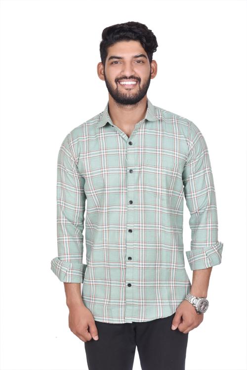 Buy TMF THE MEERU FASHION Men Checkered Casual Green Shirt Online at ...