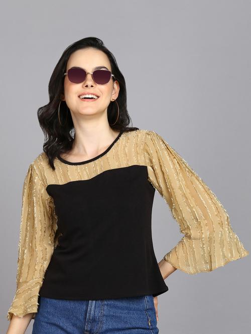 Buy Prettify Women's Black,Golden Top Online at Best Prices in India - JioMart.