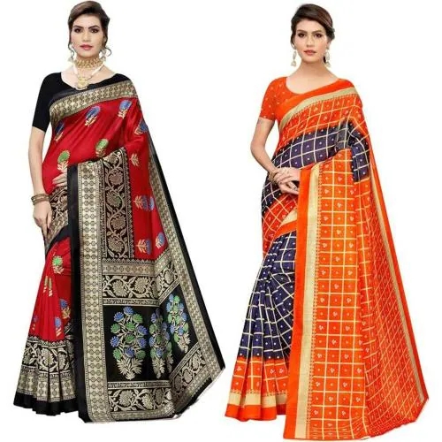 Buy Marabout Silk Printed Saree Combo of 2 Saree Online at Best Prices ...