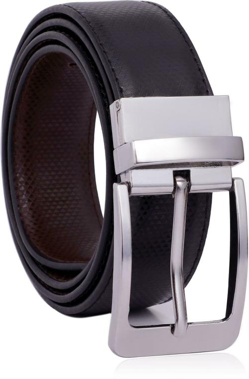 Buy WILDAUK Men Black Solid Texas Leatherite Reversible Belt, size 46 ...