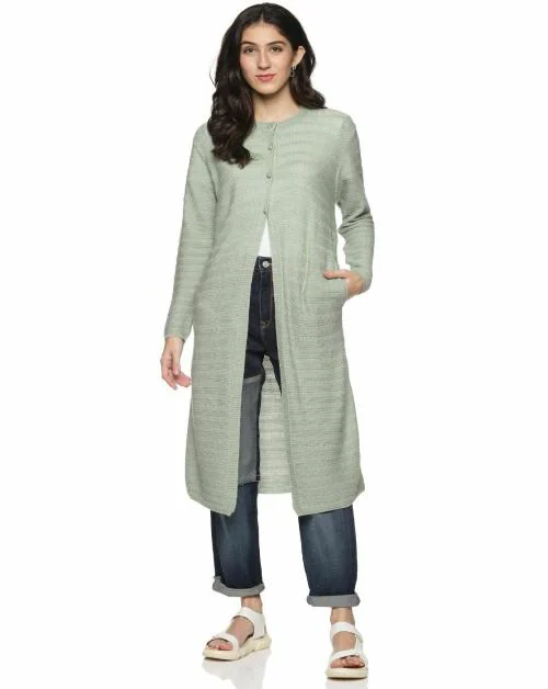 Buy CLAPTON Casual Acrylic Blend Round Neck Full Sleeve Button Extra ...