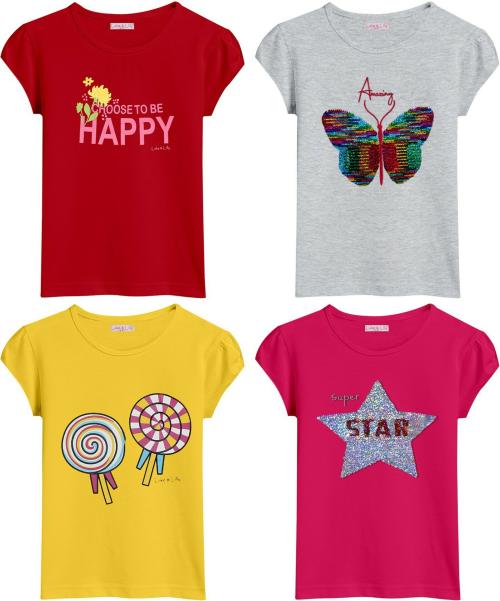 Buy Luke&lilly Round Neck Girls pack of 4 tshirt Online at Best Prices ...