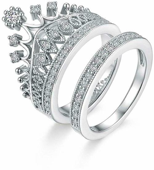 Buy Univocean Silver Metal Queen Crown Pattern Ring Stainless Steel ...