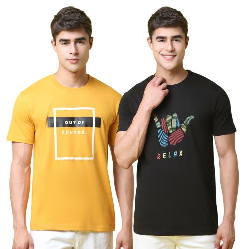 Buy TEE PROJEKT Men's Cotton T-Shirt (Pack Of 2) Online at Best Prices ...