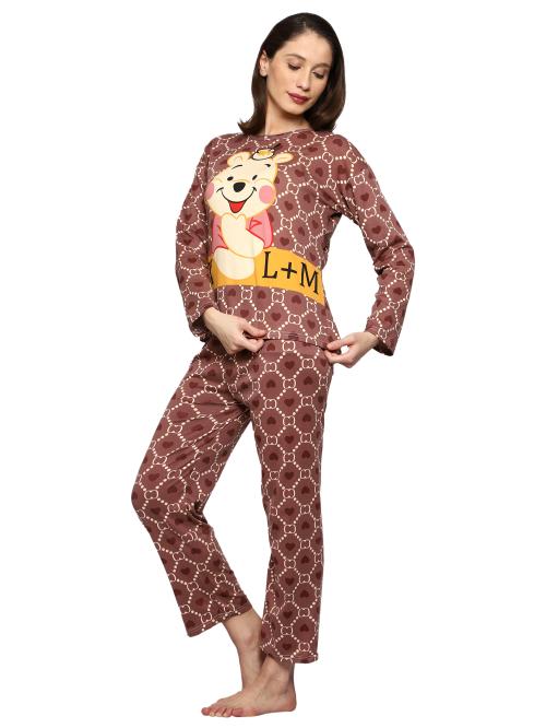 Buy AUREA Full Sleeves Digital Graphic Printed T-Shirt Pyjama Night ...