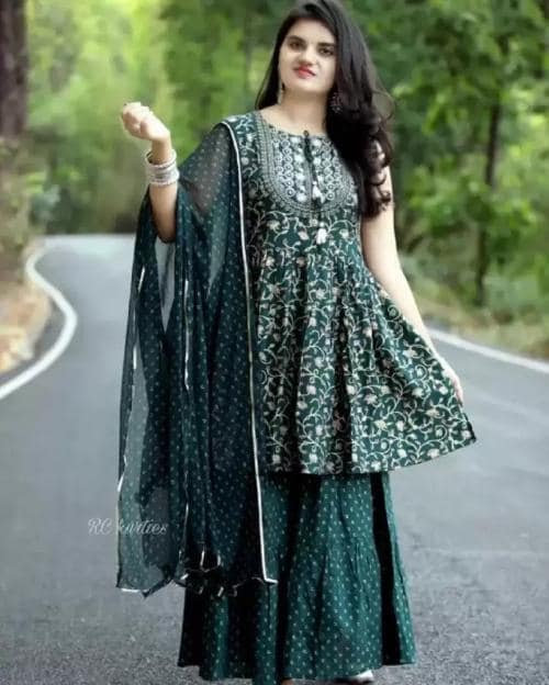 Buy B. Tech Rayon Embroidered Kurta Sharara Dupatta Set for Women ...