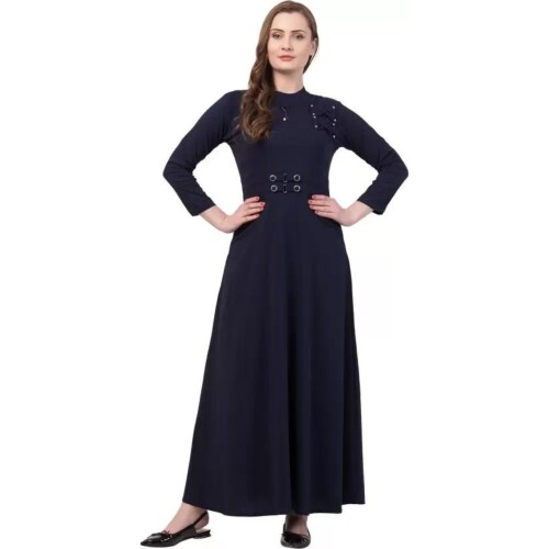 Buy Famiss fashion Viscose Rayon Solid Round Neck Full Sleeves Ankle ...