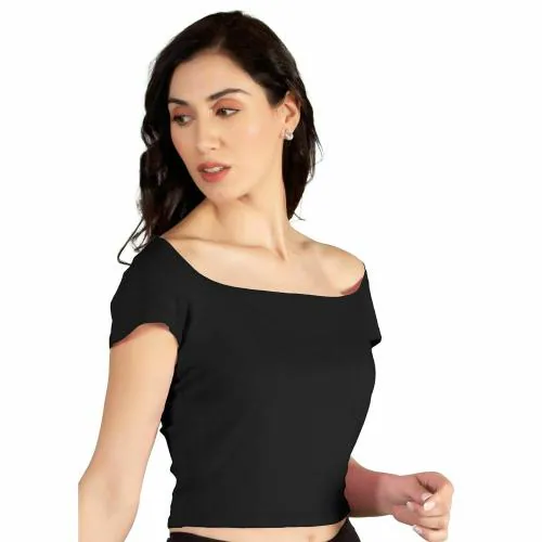 Buy Ad2Cart Women Black Cotton Va4099 Tv Oval Neck Crop Top (S) Online at Best Prices in India ...