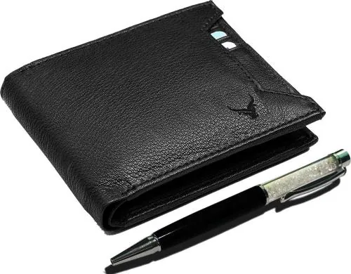 Buy BUFFHIDE Black Genuine Leather RFID Wallet For Men (6 Card Slots ...