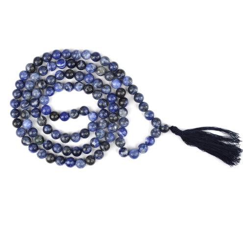 Buy Reiki Crystal Products Natural Sodalite(AAA) 8mm Mala 108 Round Bead Mala / Necklace for ...