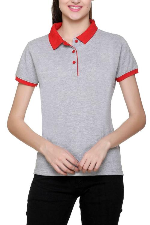 Buy Colors and Blends Women Grey Melange Solid Standard Length Polos Online at Best Prices in ...