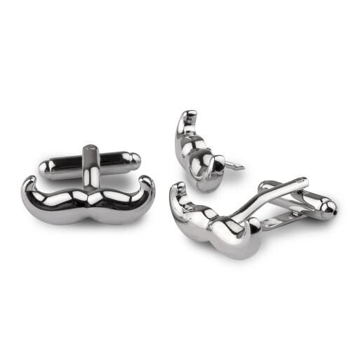 Buy Peluche Manly Moustache Silver Cufflink & Lapel Pin Online at Best ...