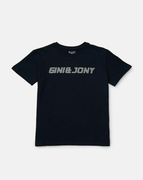 Buy Gini and Jony Boys Black Printed Cotton T-Shirt Half Sleavs Online at Best Prices in India ...