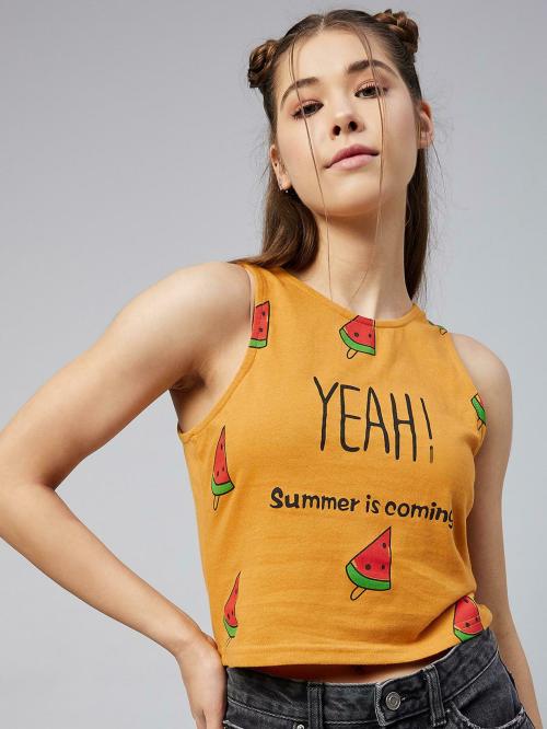 Buy Vvoguish Women Yellow Color Watermelons Printed Cotton Blended ...