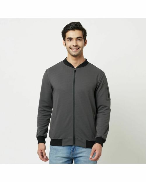 Buy Glito Men's Solid Dark Grey With Black Rib DRY-FIT Standard Fit ...