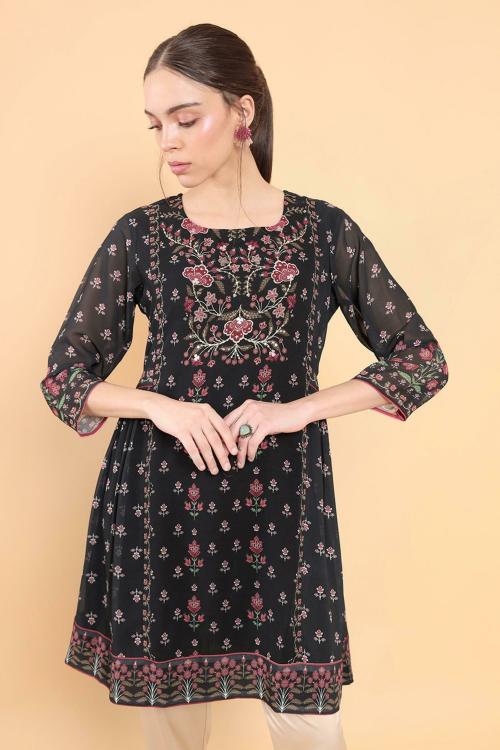 Buy SOCH Women Black Printed Single Tunic (M) Online at Best Prices in ...